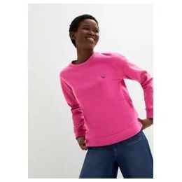 Sweatshirt bonprix "Sweatshirt mit Stickerei", Damen, Gr. 40/42 (M), rosa (magnolienpink), Sweatware, Obermaterial: 60% Baumwolle, 40% Polyester, bestickt, unifarben, l&auml;ssig geschnitten h&uuml;ftbedeckend, Rundhals, B&uuml;ndchen, Sweatshirts Sweatshirt, l&auml;ssig geschnittene Passform, bestickte Optik, ohne Verschluss