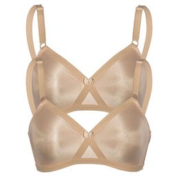 Sassa Mode Soft-BH SASSA "2er Pack Soft BH mit Kreuzblende Functional Bras", Damen, Gr. 85, Cup B, beige (puder puder), Obermaterial: 88% Polyamid PA. 12% Elasthan EL., BHs Soft-BH