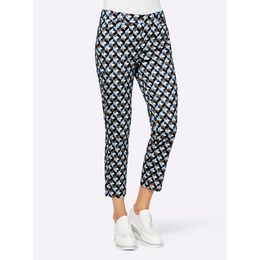 Webhose Heine, Damen, Gr. 38, Normalgr&ouml;&szlig;en, bunt (bleu, dunkeltaupe, bedruckt), 97% Baumwolle, 3% Elasthan, bedruckt, gemustert, mehrfarbig, 7/8-L&auml;nge, Hosen Webhose