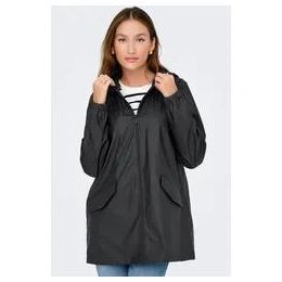 Jacqueline de Yong Outdoorjacke JDY "JDYMULAN RAINCOAT OTW SIJ NOOS", Damen, Gr. M, schwarz (schwarz detail:backside of fabric schwarz), Web, Obermaterial: 100% Polyester, unifarben, Po-bedeckend, elastischer Bund, Jacken Outdoorjacke