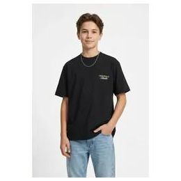 Jack & Jones T-Shirt JACK & JONES JUNIOR "JORNORREBRO TYPO TEE SS CREW NECK SN JNR", Jungen, Gr. 140, schwarz, Single Jersey, Obermaterial: 100% Baumwolle, bedruckt, relaxed fit normal, Rundhals, Shirts T-Shirt