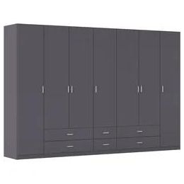 Dreht&uuml;renschrank Rauch "Kleiderschrank Garderobe GAMMA Breiten 91/136/181/226/271/315/360 cm", graumetallic, griffe alu, B:315cm H:210cm T:54cm, Holzwerkstoff, Schr&auml;nke, Dreht&uuml;renschrank, mit Schubladen, verschiedene Griff-Varianten TOPSELLER MADE IN GERMANY