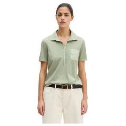 Marc O'Polo Poloshirt MARC O'POLO "mit Material-Mix-Details", Damen, Gr. L, calm sage, Obermaterial: 100% Baumwolle, unifarben, slim fit, normaler Saum, Shirts