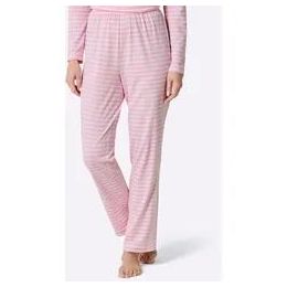 w&auml;schepur Pyjamahose W&Auml;SCHEPUR, Damen, Gr. 44/46, Normalgr&ouml;&szlig;en, ros&eacute;, wei&szlig;, geringelt, 100% Baumwolle, gemustert, gestreift, Hosen Pyjamahose