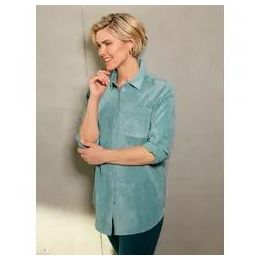 Longbluse Classic Basics, Damen, Gr. 46, gr&uuml;n (salbei), 82% Polyester, 15% Polyamid, 3% Elasthan, unifarben, Blusen Longbluse