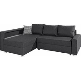 Ecksofa Collection AB "Relax L-Form", grau (anthrazit), B:223cm H:84cm T:91cm, Zierkissen: 100%Polyester;Struktur (100% Polyester);Microfaser PRIMABELLE (100% Polyester);Kunstleder SOFTLUX / Struktur (80% Polyester, 20% Acryl);Microfaser PRIMABELLE (100% Polyester) / Struktur (80% Polyester, 20% Acryl), Sofas, Ecksofa, inklusive Bettfunktion, Federkern, wahlweise mit RGB-LED-Beleuchtung