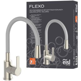 EISL&reg; Sp&uuml;ltischarmatur EISL "Flexo", grau (hellgrau, edelstahl), B:5,2cm, Messing, Armaturen, Sp&uuml;ltischarmatur, energiesparender Cold-Start, wassersparender Eco-Click,360 schwenkbar