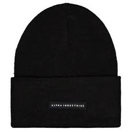 Skim&uuml;tze Alpha Industries "Rubber Logo Beanie", Herren, Gr. onesize, schwarz, Obermaterial: 60% Polyester, 40% Polyacryl, M&uuml;tzen