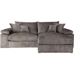 Ecksofa Home Affaire "Soft&Cosy XL L-Form, B: 246 cm - OTTO. Verl&auml;ssliche Qualit&auml;t.", taupe, B:246cm T:187cm, 100% Polyester, Sofas, Ecksofa, Mega-Sofa, Cord oder Chenille-Struktur, mit Federkern & 4 Zierkissen