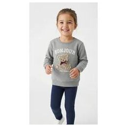 Sweatshirt name it "NMFREAR LS SWEAT BRU", M&auml;dchen, Gr. 104, grau melange, Sweatware, Obermaterial: 95% Baumwolle, 5% Elasthan, bedruckt, Rundhals, Sweatshirts Sweatshirt