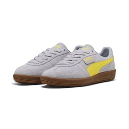 Sneaker Puma "PALERMO", Herren, Gr. 37,5, vibrant silber, gum, Leder, mehrfarbig, Schuhe Sneaker, aus Leder, mit Synthetik-Innenmaterial, mit Schn&uuml;rverschluss