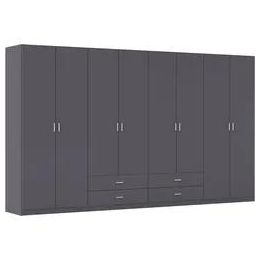 Dreht&uuml;renschrank Rauch "Kleiderschrank Garderobe GAMMA Breiten 91/136/181/226/271/315/360 cm", graumetallic, griffe alu, B:360cm H:210cm T:54cm, Holzwerkstoff, Schr&auml;nke, Dreht&uuml;renschrank, mit Schubladen, verschiedene Griff-Varianten TOPSELLER MADE IN GERMANY