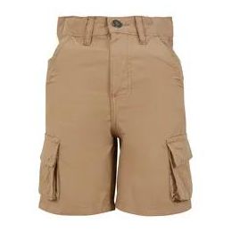 Cargoshorts Urban Classics "Urban Classics Boys Knee Pleat Cargo Shorts", Jungen, Gr. 122/128, Normalgr&ouml;&szlig;en, unionbeige, 100% Baumwolle, unifarben, normal, Hosen