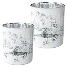 Windlicht CREATIV HOME "Windlicht", wei&szlig;, H:10cm &Oslash;:9cm, Glas, Kerzenhalter, Windlicht, mit traumhaft sch&ouml;nem Motiv