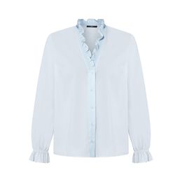 Klassische Bluse Zero "Bluse mit R&uuml;schen", Damen, Gr. 44, blau (skyway), Obermaterial: 74% Baumwolle CO. 23% Polyamid PA. 3% Elasthan EL., Blusen Klassische Bluse