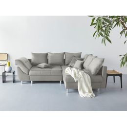 Ecksofa Collection AB "Innsbruck L-Form", grau (silbergrau), B:247cm H:87cm T:189cm, Microfaser PRIMABELLE (100% Polyester), Struktur (90% Polyester, 10% Polyacryl), Samtvelours (100% Polyester), Luxus-Microfaser Antiklederoptik (100% Polyester), Sofas, Ecksofa, inklusive Federkern, Recamiere links oder rechts montierbar
