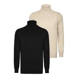 Rollkragenpullover FELIX HARDY "Rollkragenpullover 2er-Pack", Herren, Gr. S, beige, schwarz, 100% Baumwolle, Pullover Rollkragenpullover