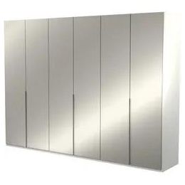 Kleiderschrank Musterring "San Diego, Kleiderschrank, Schrank, Garderobe, mit Glast&uuml;ren", wei&szlig;, B:300cm H:216cm T:58cm, Glas, Holzwerkstoff, Schr&auml;nke, Kleiderschrank, 6-t&uuml;rig (ged&auml;mpft), 6 B&ouml;den, 3 Kleiderstangen, Chromgriffe