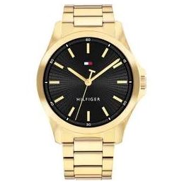 Quarzuhr Tommy Hilfiger "BRUCE", goldfarben, schwarz, Armbanduhren, Damen, Quarzuhr, Armbanduhr, Herrenuhr, Edelstahlarmband, analog