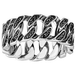 Fingerring Thomas Sabo "Breiter Kettenglieder-Ring Silber mit Zirkonia" Gr. 60, silber (silberfarben, schwarz), Fingerringe, Damen, 60, Silber 925 (recycelt), 8mm, Fingerring, mit Zirkonia (synth.)