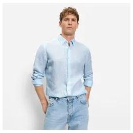 Langarmhemd OLYMP, Herren, Gr. XL, N-Gr, hellblau, Web, Obermaterial: 100% Leinen, regular fit, 1-Knopf-Manschette, Hemden, Casual, Button-down-Kragen, regular fit, Leinen