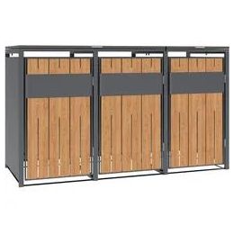 M&uuml;lltonnenbox WESTMANN "Varius 3", anthrazit, holzoptik, B:198cm H:116cm T:80cm, Stahl, Aufbewahrungsboxen, BxTxH: 198x80x116 cm, f&uuml;r 3x240 L M&uuml;lltonnen