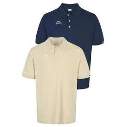 Kurzarmhemd Kappa "Kappa Polo shirt KMLogo Maltaxita 2-Pack", Herren, Gr. XXL, Normalgr&ouml;&szlig;en, 2blau marine, beige fog, Obermaterial: 100% Baumwolle, Hemden