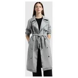 Trenchcoat Khujo "ENZA", Damen, Gr. M, grau acid, Web, 100% Baumwolle, regular fit knielang, Raglan&auml;rmel abgesteppte Kante verstellbar, M&auml;ntel