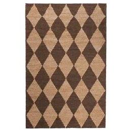 Teppich FLAIR RUGS "Effie Diamond", braun, B:120cm H:5mm L:170cm, Baumwolle, Jute, Teppiche, Teppich, handgekn&uuml;pft