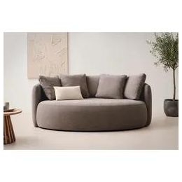 2,5-Sitzer OTTO HOME "Kaarl, rundes Loungesofa, Sofa mit Kissen, perfekt gepolstert", braun, B:200cm H:90cm T:123cm, Sofas, Webstoff, in f&uuml;nf Farben, zeitloses Design, inkl. 5 R&uuml;ckenkissen
