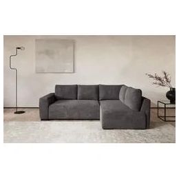 Ecksofa COTTA "Giro L-Form, Ottomane, Breite 252 cm", grau (anthrazit), B:252cm H:86cm T:170cm, Sofas, Ecksofa, wahlweise mit Bettkasten und Trendbezug CORD