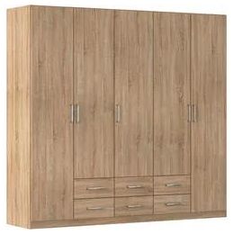 Dreht&uuml;renschrank Rauch "Kleiderschrank Garderobe GAMMA Breiten 91/136/181/226/271/315/360 cm", eiche sonoma, griffe chrom, B:226cm H:210cm T:54cm, Holzwerkstoff, Schr&auml;nke, Dreht&uuml;renschrank, mit Schubladen, verschiedene Griff-Varianten TOPSELLER MADE IN GERMANY
