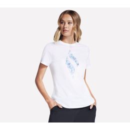 T-Shirt Skechers "BRIGHT WHITE", Damen, Gr. XS (34), wei&szlig; (hellwei&szlig;), Obermaterial: 52% Baumwolle, 48% Polyester, Rundhals, Shirts T-Shirt, sportlicher Stil, aus Baumwolle und Polyester, pflegeleicht