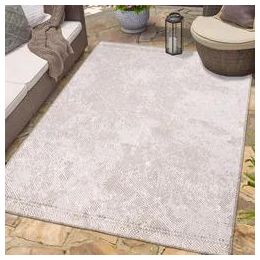 Outdoorteppich Carpet City "DUO RUG 5845", beige (creme), B:120cm H:5mm L:170cm, Obermaterial: 100% Polypropylen, Teppiche, Outdoorteppich, Wendeteppich Wetterfest In- & Outdoor, Balkon, Terrasse, Wohnzimmer