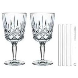 Wei&szlig;weinglas Nachtmann "Cocktailgl&auml;ser mit Glastrinkhalmen Noblesse 355 ml 2er Set transparent", bunt (transparent), 7 tlg., Glas, Trinkgef&auml;&szlig;e, Wei&szlig;weinglas