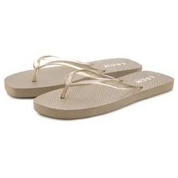 Badezehentrenner LSCN BY LASCANA "Flip-Flops, Badelatsche, Badeschuhe, Sandale, Pantolette, Badeschlappe", Damen, Gr. 40, stone, Obermaterial: 100% Synthetik. Decksohle: 100% Synthetik. Futter: 100% Synthetik. Laufsohle: 100% Synthetik, unifarben, Basic, Schuhe, NEU Zehentrenner, Sommerschuhe in modischer Karree-Form VEGAN