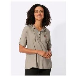 Longbluse Casual Looks, Damen, Gr. 44, schlamm, 100% Viskose, unifarben, Rundhals, Blusen Longbluse