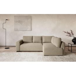 Ecksofa COTTA "Giro L-Form, Ottomane, Breite 252 cm", toffee, B:252cm H:86cm T:170cm, Sofas, Ecksofa, wahlweise mit Bettkasten und Trendbezug CORD