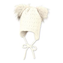 Strickm&uuml;tze Sterntaler "Strickm&uuml;tze Pompons", Kinder, Gr. 43, beige (ecru), M&uuml;tzen Strickm&uuml;tze