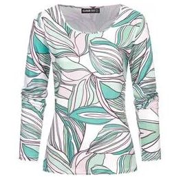 Longsleeve CLOUD 5IVE "CLOUD 5IVE Langarm Top mit Bl&auml;tter Print", Damen, Gr. XS, gr&uuml;n, 92% Polyester, 8% Elasthan, bedruckt, normal, Rundhals, Shirts