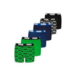 Boxershorts Puma "Boxershort Everyday Logo Print Boxers ECOM 6P 6er Pack", Jungen, Gr. 170-176, bunt (schwarz, blau, gr&uuml;n), Obermaterial: 95% Baumwolle CO. 5% Elasthan EL., Unterhosen Boxershorts