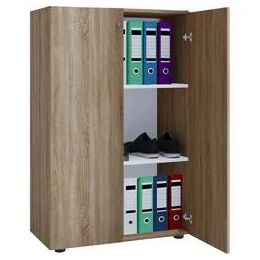 Aktenschrank Vcm "B&uuml;roschrank B&uuml;cher Ordner Aktenschrank Lona 3fach", braun (sonoma, eiche (s&auml;gerau)), B:70cm T:40cm, Obermaterial: 100% Holz Wood., Schr&auml;nke