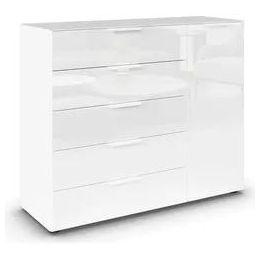 Schubkastenkommode Rauch "Kommode T&uuml;rkommode Sideboard Kombikommode FLIPP mit Glasfront", alpinwei&szlig;, glas kristallwei&szlig;, B:120cm H:99cm T:42cm, Holzwerkstoff, Sideboards, 1-t&uuml;rig, 5 Schubladen, Soft-Close-Funktion, Oberboden und Front Glas