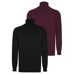 Rollkragenpullover FELIX HARDY "Rollkragenpullover 2er-Pack", Herren, Gr. XXL, schwarz, bordeaux, 100% Baumwolle, Pullover Rollkragenpullover