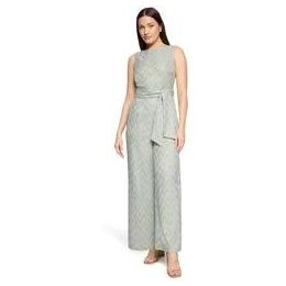 Overall Betty Barclay "Damen mit Bindeg&uuml;rtel", Damen, Gr. 48, Normalgr&ouml;&szlig;en, blau, gr&uuml;n, Obermaterial: 100% Polyester, figurumspielend, Rundhals, Overalls Overall