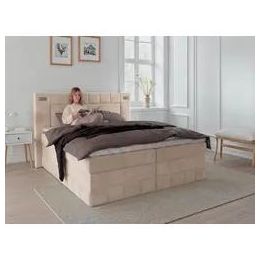 Boxbett OTTO HOME "PHILLIPA inkl. Bettkasten, wahlweise mit LED-Leuchten, Breite: 180cm", beige, B:195cm L:210cm, Holz teilmassiv, Holzwerkstoff, Spanplatte, Komplettbetten, inkl. Kaltschaum-Topper, in verschiedenen Farben erh&auml;ltlich