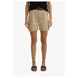 Shorts Superdry "CHINO SHORT", Damen, Gr. XS, N-Gr, stonewash taupe braun, Web, Obermaterial: 97% Baumwolle, 3% Elasthan, unifarben, regular fit ca. Mitte Knie, Hosen Shorts