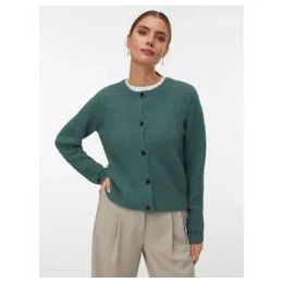 V&eacute;ro Moda Strickjacke VERO MODA "VMNOVAH LS O-NECK BUTTON CARDI GA NOOS", Damen, Gr. L, balsam gr&uuml;n, Strick, Obermaterial: 70% Polyester, 21% Nylon, 8% Wolle, 1% Elasthan, unifarben, regular fit h&uuml;ftlang, Rundhals, Strickjacken Strickjacke