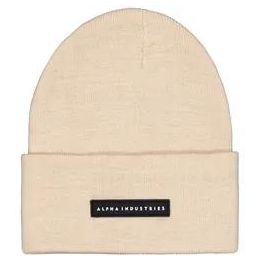 Skim&uuml;tze Alpha Industries "Rubber Logo Beanie", Herren, Gr. onesize, organic beige, Obermaterial: 60% Polyester, 40% Polyacryl, M&uuml;tzen