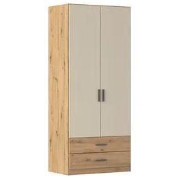 Dreht&uuml;renschrank Rauch "Kleiderschrank Garderobe GAMMA Breiten 91/136/181/226/271/315/360 cm", eiche artisan, beige (champagner), griffstangen graumetallic, B:91cm H:210cm T:54cm, Holzwerkstoff, Schr&auml;nke, Dreht&uuml;renschrank, mit Schubladen, verschiedene Griff-Varianten TOPSELLER MADE IN GERMANY